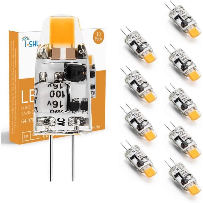 Ampoules Led G4,100Lm Blanc Chaud 3000K,Ac-Dc 12V,1.2W Remplacement 15W ...