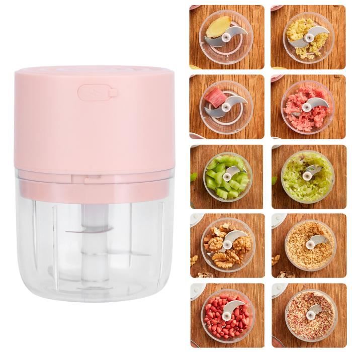 Hachoir à ail électrique Mini nourriture chargement USB (rose 250 ml ...