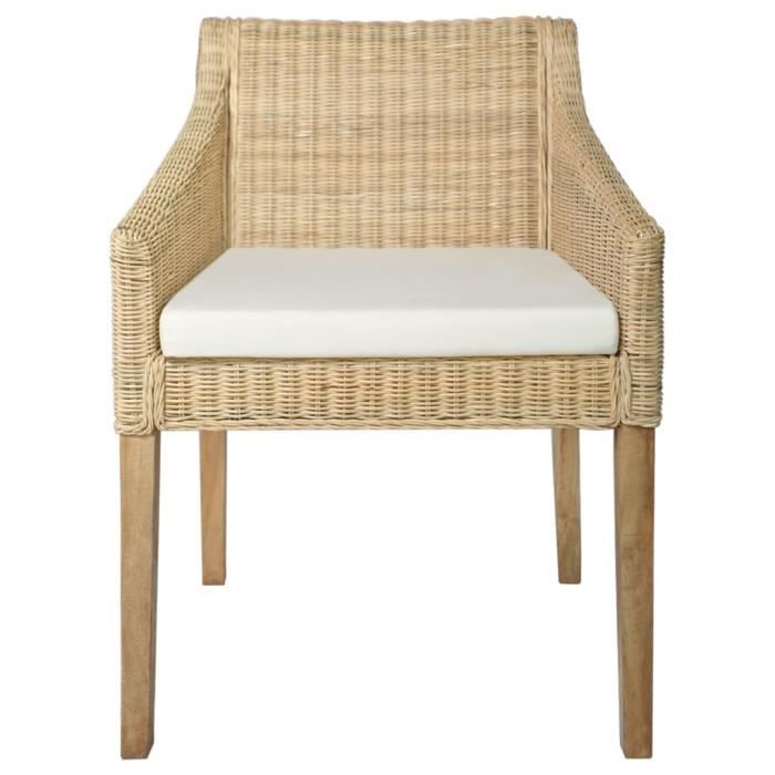 Chaise de salle à manger avec coussin Rotin naturel Mothinessto LY4219 ...