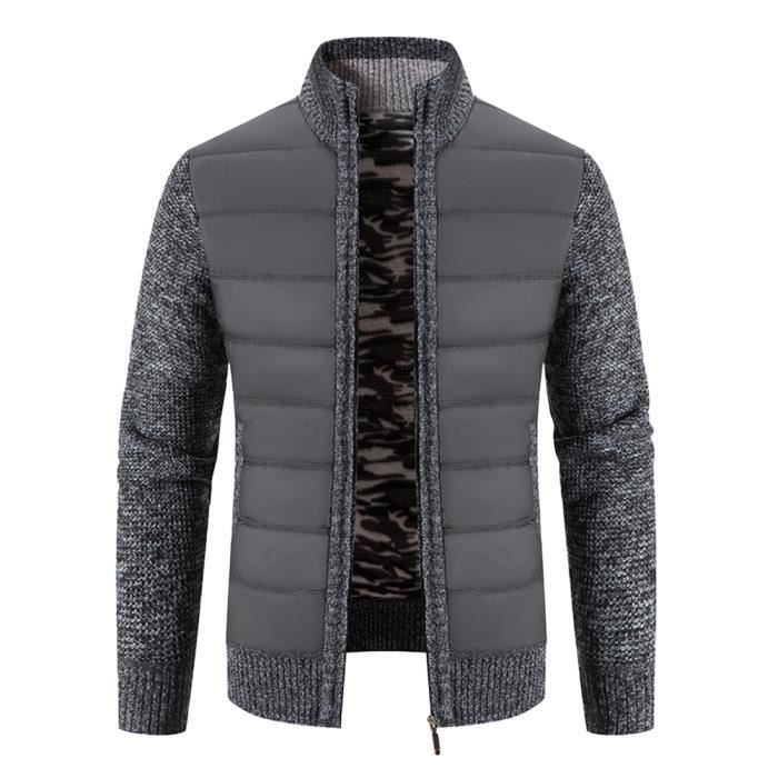 Veste GUOCU en Maille Homme Automne Hiver Gris foncé Gris foncé ...