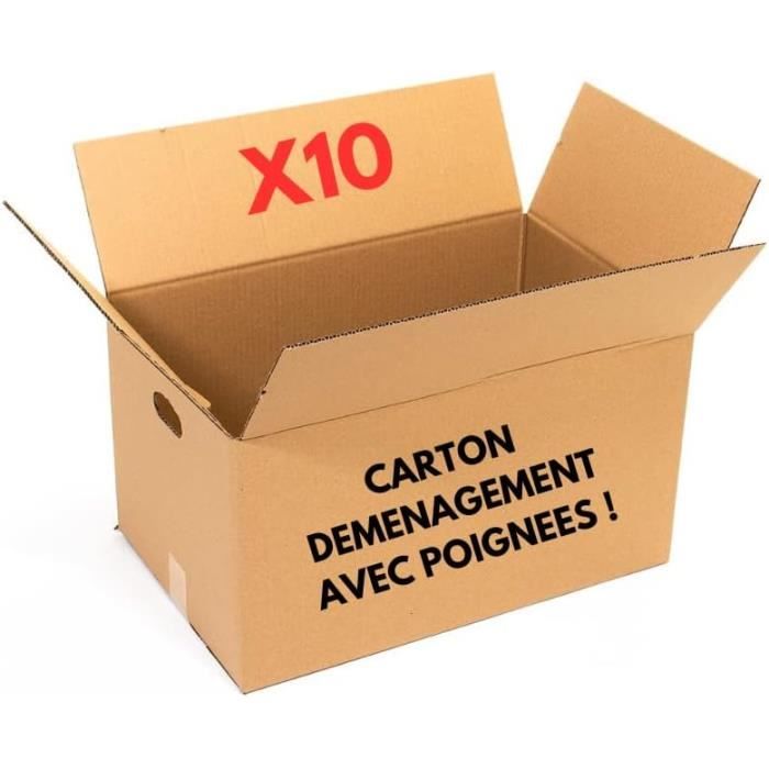 Carton Déménagement Avec Poignées Kit 10 Cartons Taille L - 55x35x30 cm ...
