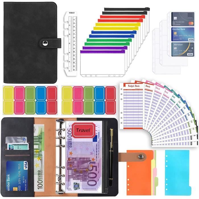 COPSD classeur A6 Macaron Pu Ring Loop Binder, Budget Planner Budget ...