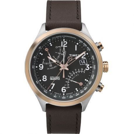 Montre Homme TIMEX modèle Chronographe Fly-Back Noire et Marron ...