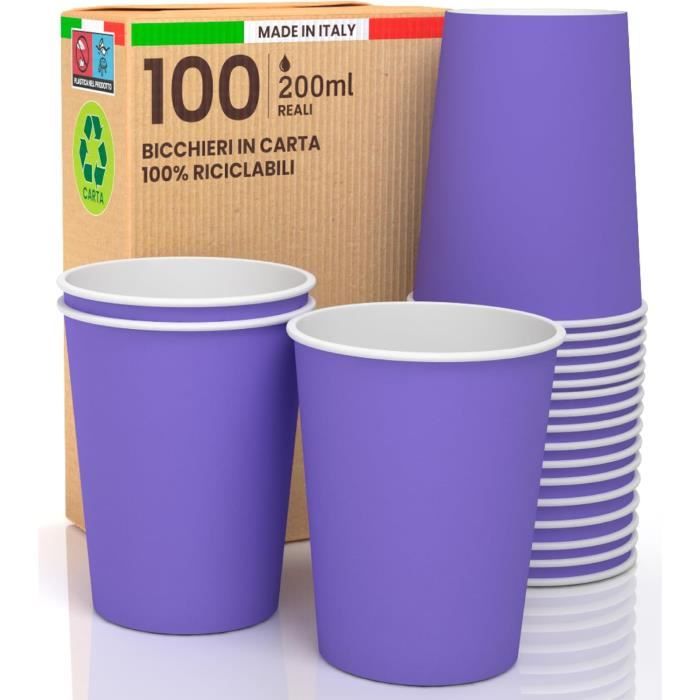 Lot De 100 Verres En Papier 200 Ml Écologiques Biodégradables Jetables ...