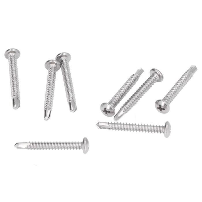 Zerone vis cruciforme Lot de 100 vis autoperceuses en acier inoxydable à tête ronde M4,8 x 38 ...