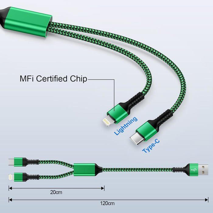 Cable Multi Chargeur 2 En 1, Cable Usb Multi Embout[1.2M] Multiple ...