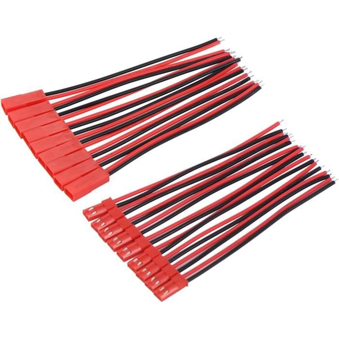 20 paires de broches 22 AWG Connecteur JST à 2 broches fiche mâles et femelle Connecteur Fil de ...