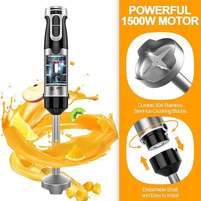 Mixeur plongeant 1500w grande puissant 4 en 1 , mixeur multifonction ...