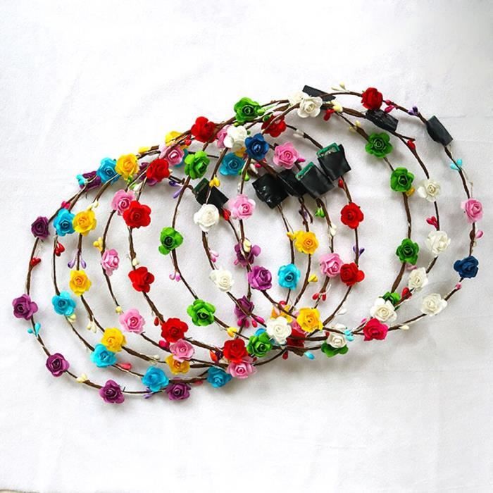 Guirlande lumineuse,Guirlande couronne colorée éclairante pour cheveux ...