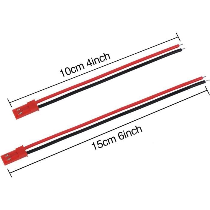 20 paires de broches 22 AWG Connecteur JST à 2 broches fiche mâles et femelle Connecteur Fil de ...