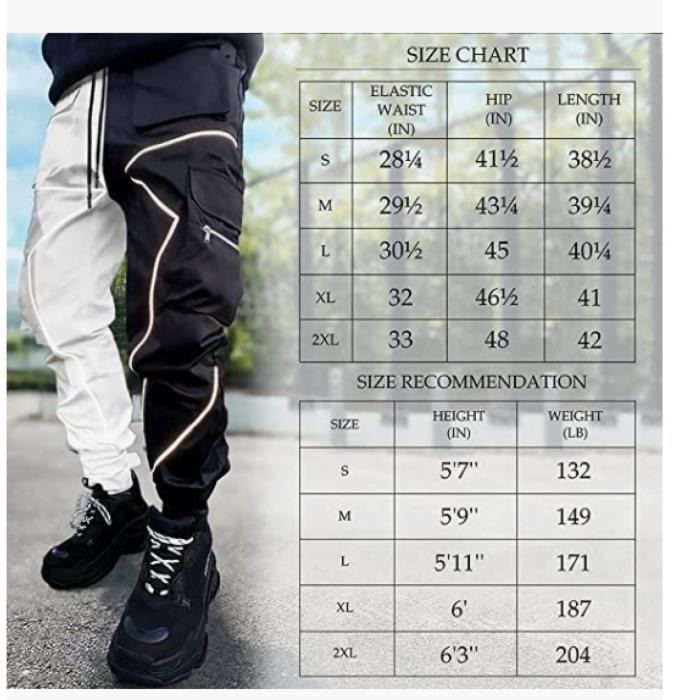 Pantalon Cargo Pour Homme Hip Hop Techwear Sarouel De Jogging Avec Poches,Noir,XXL Noir ...