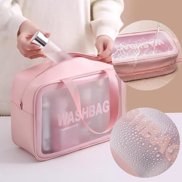 8Pcs Trousse De Toilette Transparente Set, Pvc Rose Trousse De Toilette ...