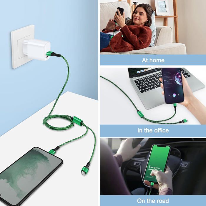 Cable Multi Chargeur 2 En 1, Cable Usb Multi Embout[1.2M] Multiple ...