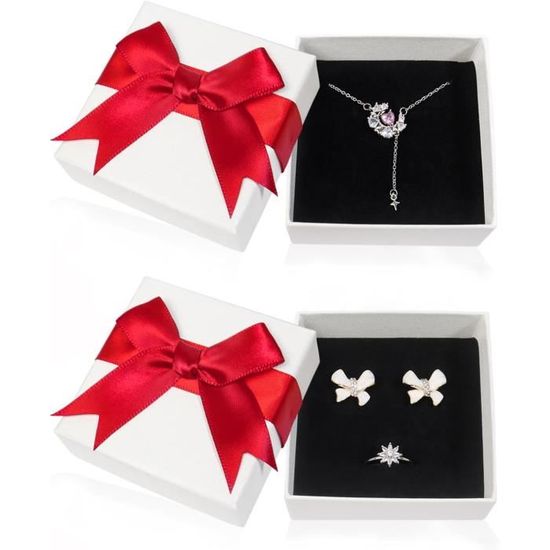Lot De 2 Boîtes Cadeaux À Bijoux - 7,5 × 7,5 × 3,5 Cm - Petite Boîte ...
