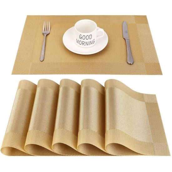 CHAOCHI Set de Table Doré PVC Antidérapant Lavable Résiste à la Chaleur ...