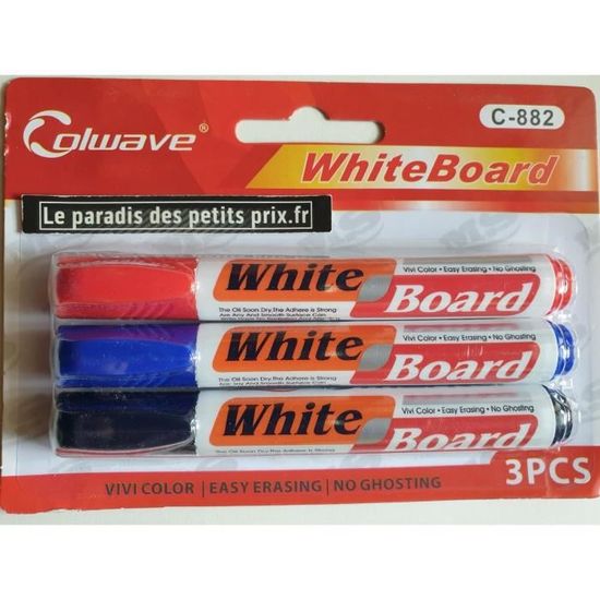 Marqueur effaçable, 3 feutres pour tableau blanc ,marqueur de 14 cm x 1 ...