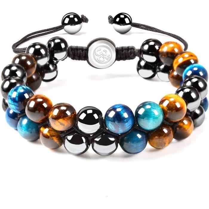 Bracelet Triple Protection pour Homme Femme 8-10mm HéMatite Noire et ...