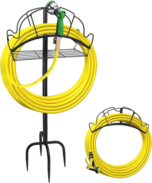 Support pour Tuyaux de Jardin sur Pied en métal, Support de Tuyau d ...