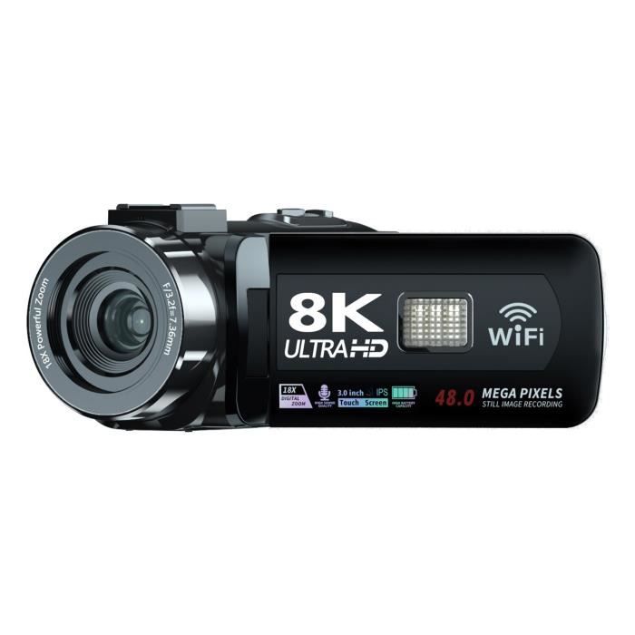 Avec carte SD 128 Go Caméra vidéo 8K-Caméra vidéo numérique WiFi ...