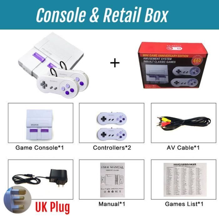 660 BOX-BOX-UK PLIG - Console de jeu vidéo rétro super classique pour ...