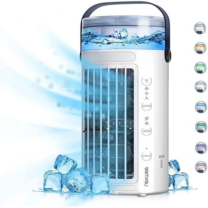 Climatiseur Silencieux - Refroidisseur D'Air Portable 4 en 1 - 7 Lumières Colorées - Protection ...