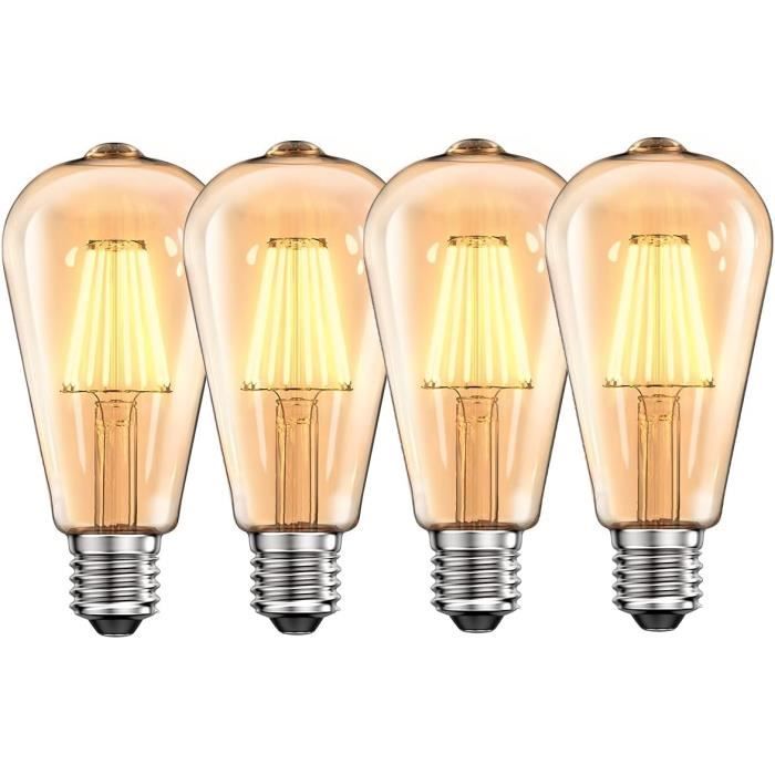 Ampoule Led Edison Vintage, E27 8W Led St64 Décorative Lampe, Blanc Chaud 2700K, 900 Lm, Non ...