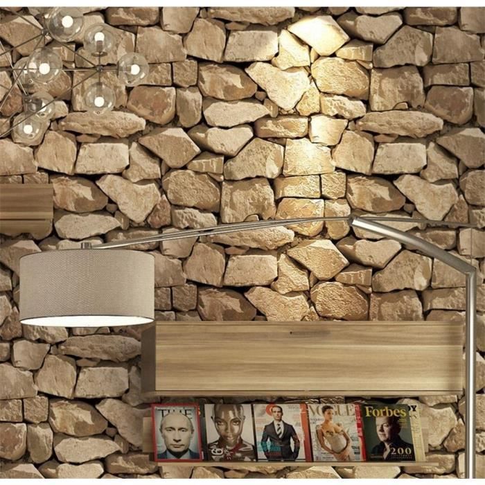 PVC rétro 3D stéréo Imitation Pierre Texture Papier Peint décoration ...