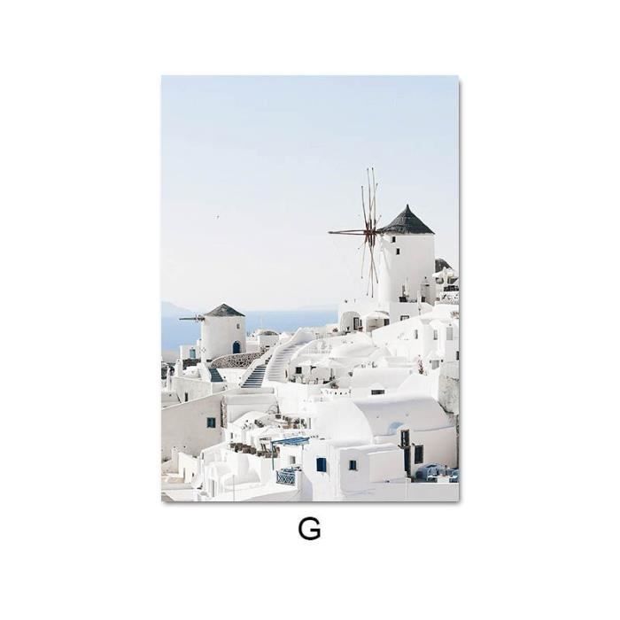 Affiche de voyage, peinture de paysage de la mer egée, tableau d'art ...