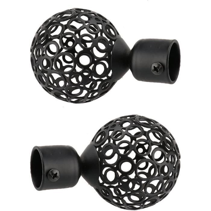 Embout de Tringle à Rideau - Métal - Noir - 80x55 mm - Pour barres de ...