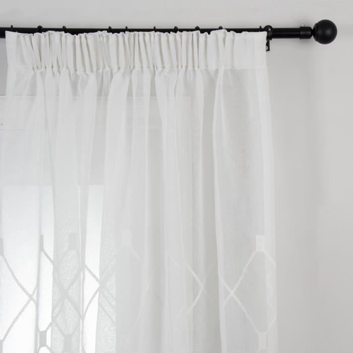 Rideaux Voilages Motif Losange 300x250cm Galon Fronceur pour Salon ...