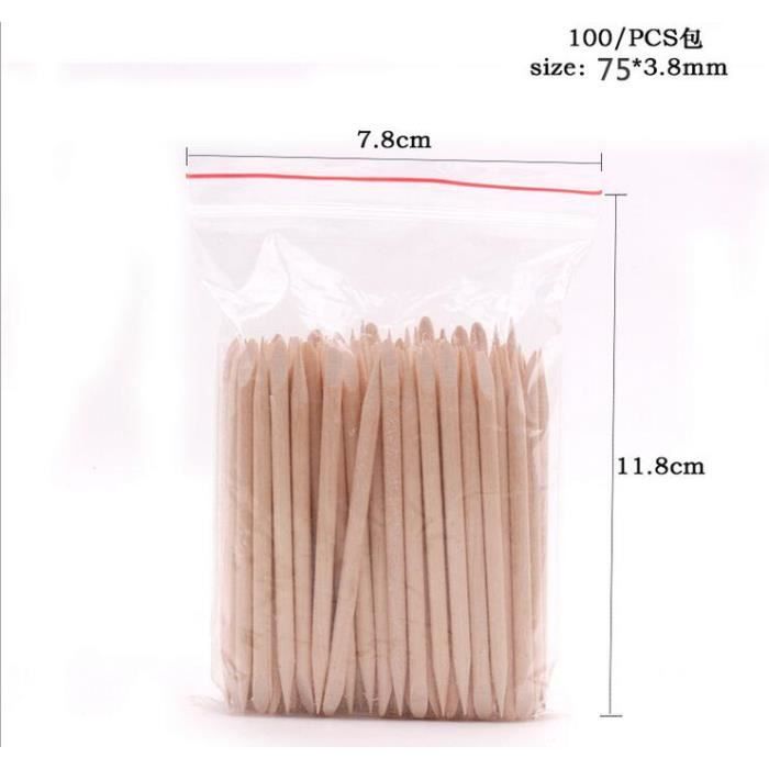 Mini bâtonnets à cuticules en bois Orange, 50/100 pièces, outil de ...