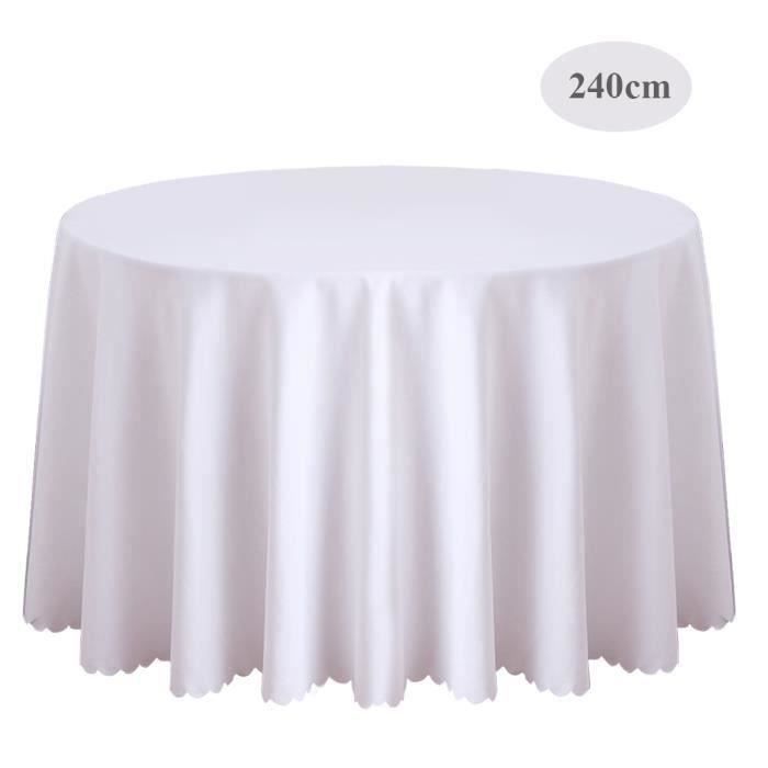 Nappe de Table-Nappe Ronde Blanche 240 CM-Nappe Mariage-Nappe ...