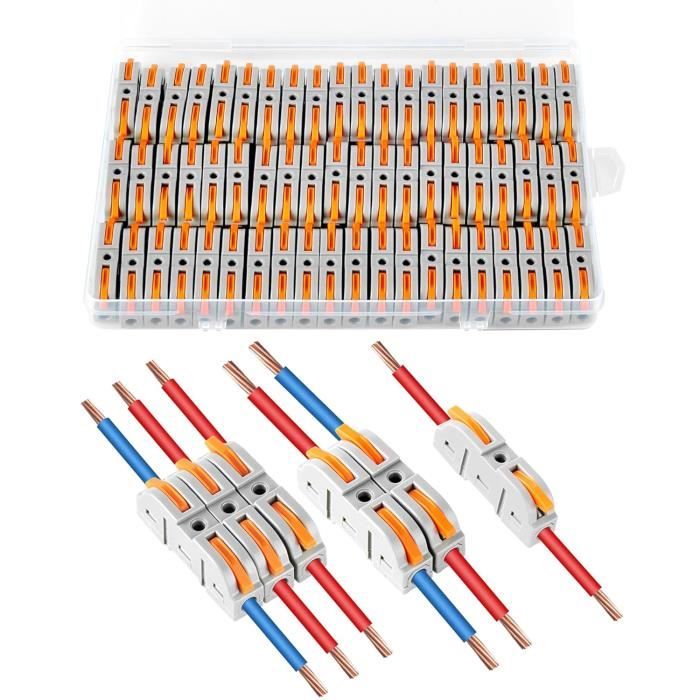 60 Connecteurs Électriques Avec Pôle Pinces Électriques Rapides 1 Fil 2 ...