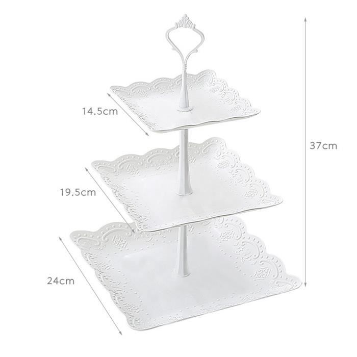 MAD Plateau de service en plastique blanc à 3 niveaux Support à gteau à ...