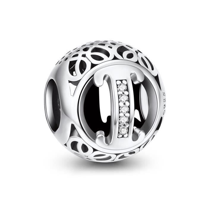 HOMIEE Lettre & Alphabet I Charms et Perles Argent 925 Breloque pour ...