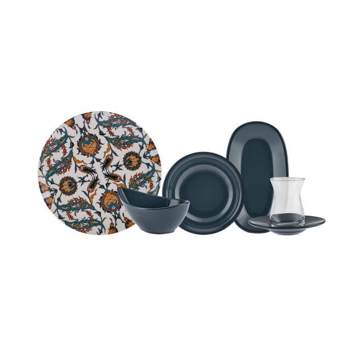 Karaca Flevo Lot de 26 pièces pour 6 personnes en porcelaine - Plateau ...