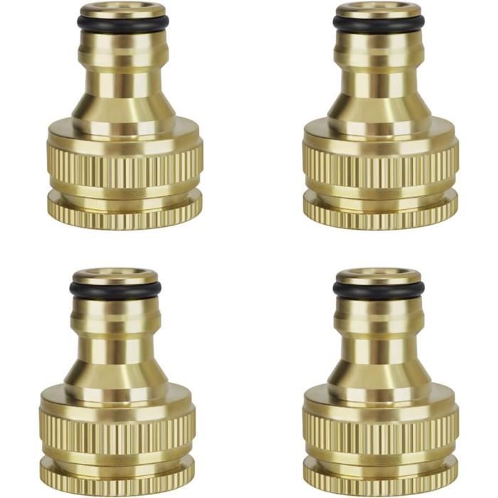 Connecteur de Tuyau de Jardin en Laiton - iBamso - 4 Pack - 1-2 Pouce et 3-4 Pouce 2 en 1 ...