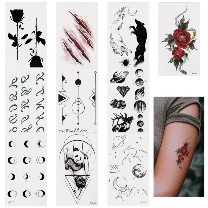Tatouage Stickers,10 Feuille Tatouage Temporaire Stickers,Sticker ...