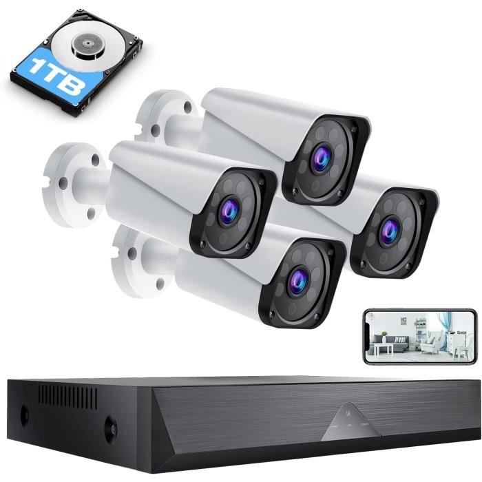 TOGUARD Kit caméras de surveillance caméra CCTV 8CH NVR + 4 1080P ...