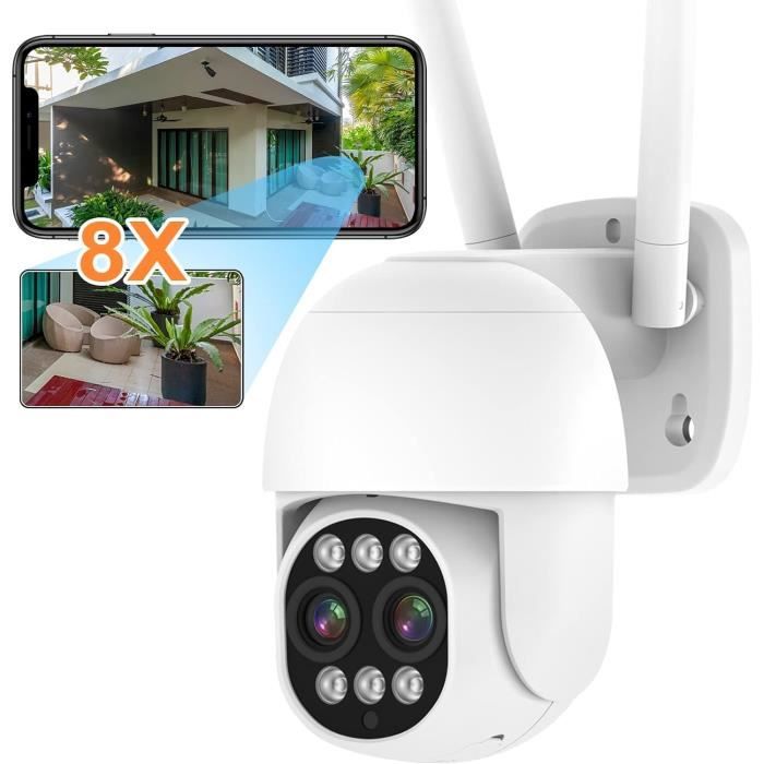 Camera Exterieure À Double Objectif, Zoom 8X, Camera De Surveillance ...