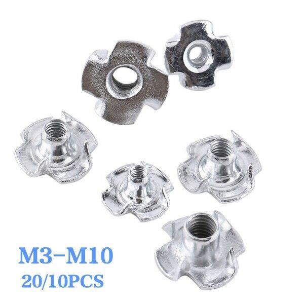 ECROU,M3 10PCS--Écrous à quatre dents en acier au carbone, pour meubles ...