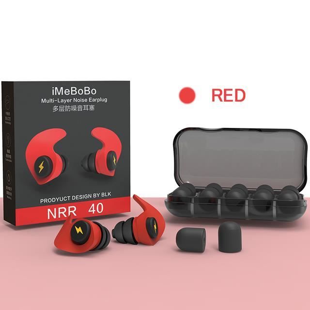 BOULES QUIES,Rouge--Bouchons'oreilles en Silicone noir insonorisé ...