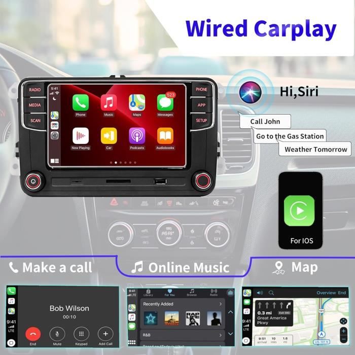 Autoradio Rcd360S Rcd330 Carplay Bluetooth 2Din 6.5" Écran Tactile De ...
