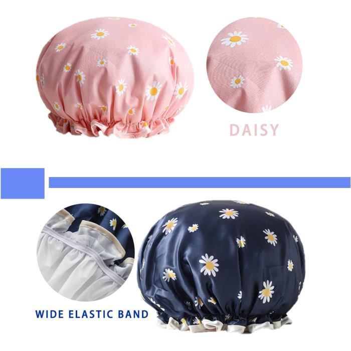 2 Bonnets De Douche Double Couche Marguerite, Bonnets De Douche ...