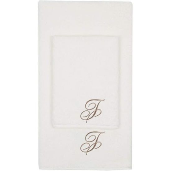 Set De Serviettes Avec Initiale Brodée Pour Le Visage - Blanc ...