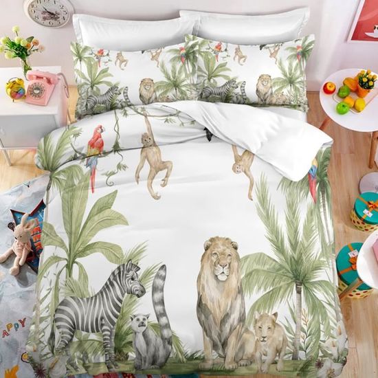 Jungle tropicaux animaux et nature Parure de lit 3 pieces 1 housse de ...