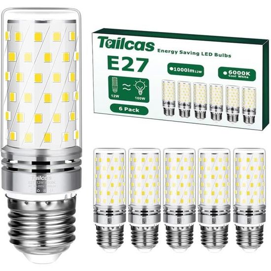 Ampoules Led E27 Blanc Froid, 12W (Équivalent Halogène 100W) Ampoule Culot Edison À Vis E27 ...