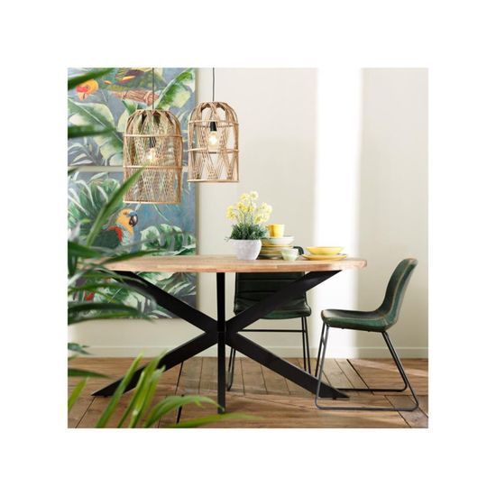 Table de repas ovale - TOUSMESMEUBLES - KHANE - Industriel - Loft - Bois/Métal - 6 personnes ...