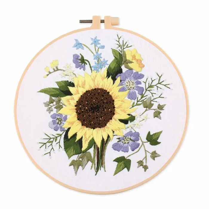 Kit de broderie de fleurs pour débutants,motifs floraux avec cerceaux ...