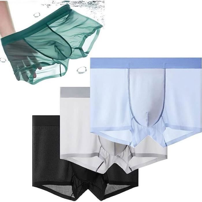 BOXER - SHORTY Boxer Brief Sexy See-Through Transparent argent pour ...